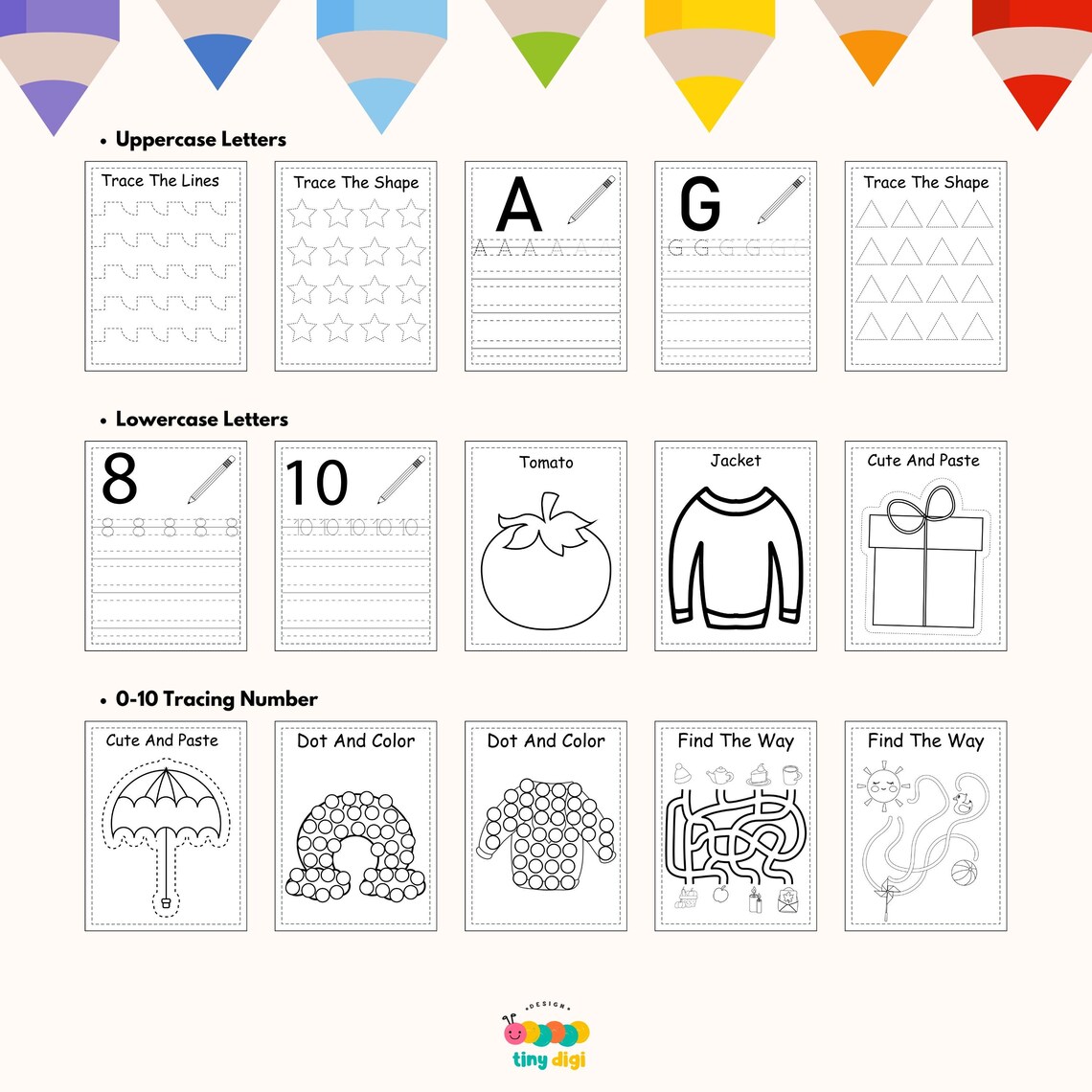 103 Pre-k Tracing Worksheets Toddler Learning Activity Pack, Printable ...