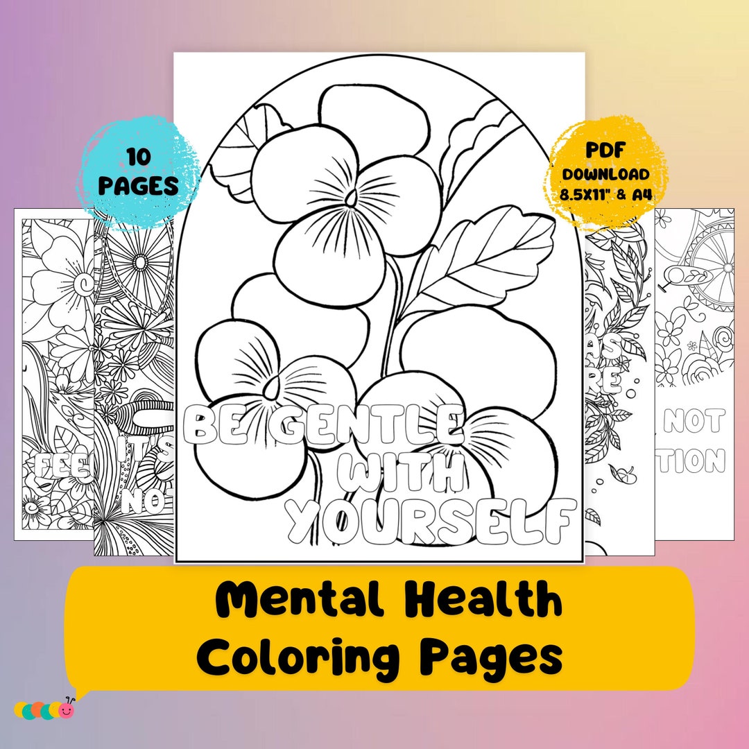 Set 5, Calming Anxiety-reducing Coloring Set | Mental Wellness ...