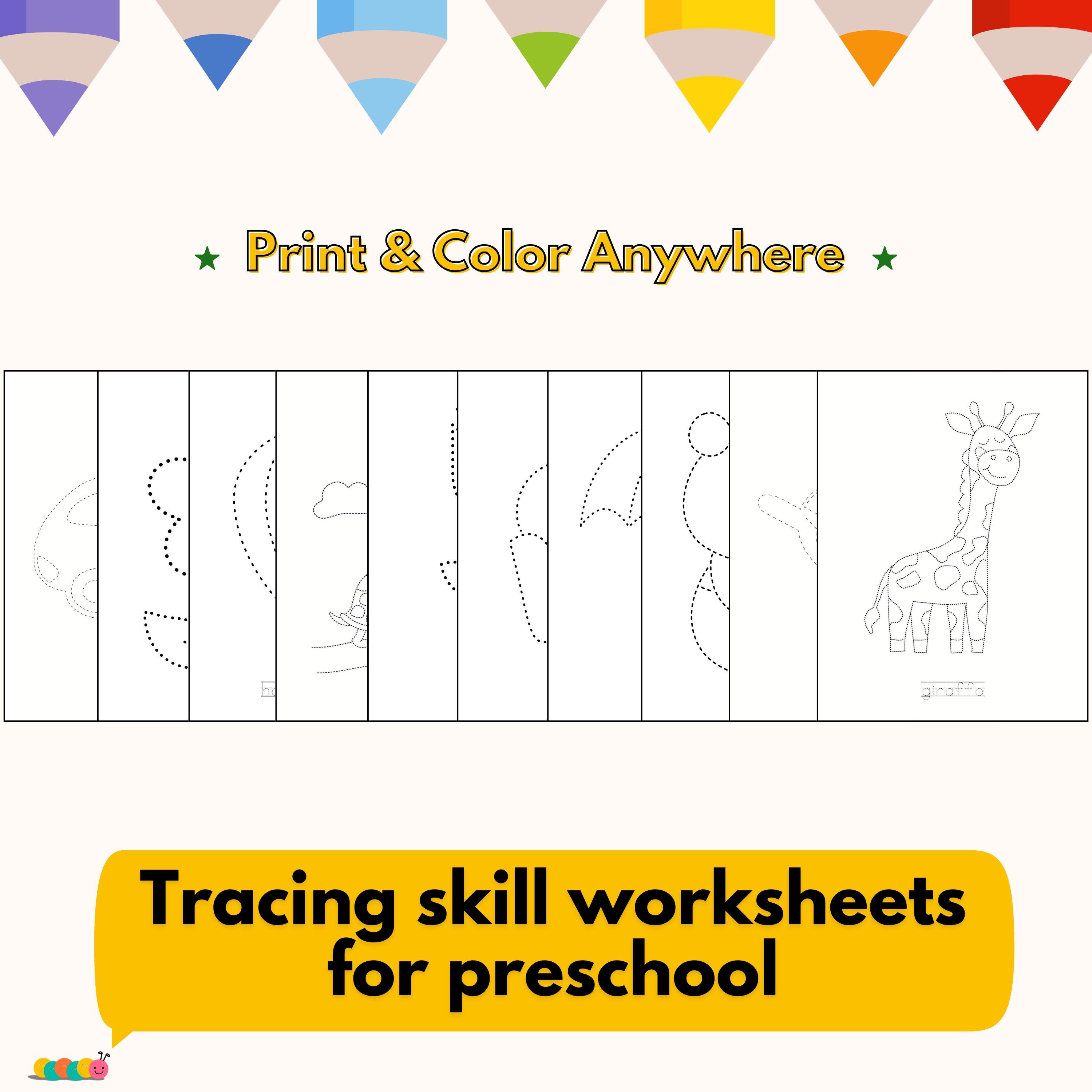 Tracing Skill Worksheets for Preschool, Tracing Worksheets, Preschool ...