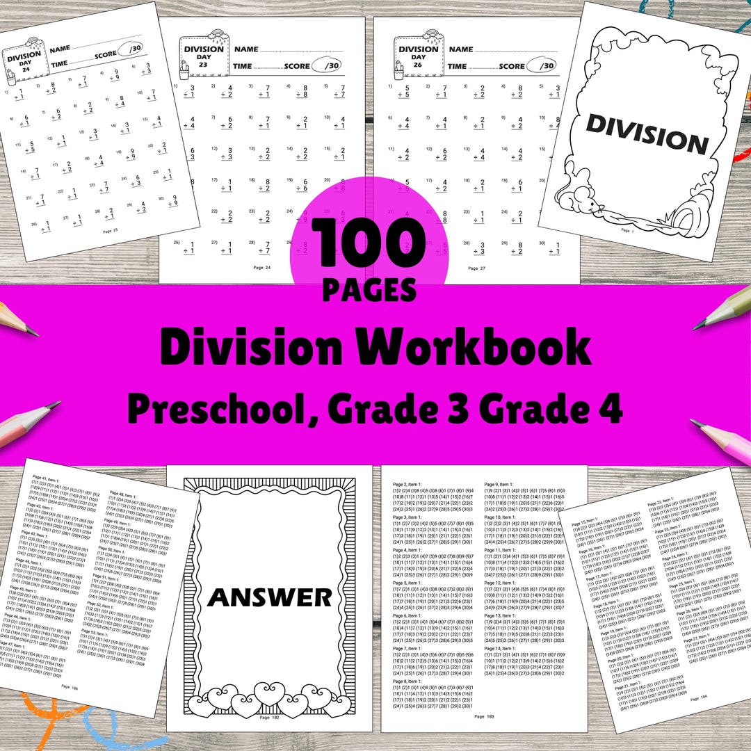 100 Division Worksheets Printable, 3rd & 4th Grade Math Drills ...