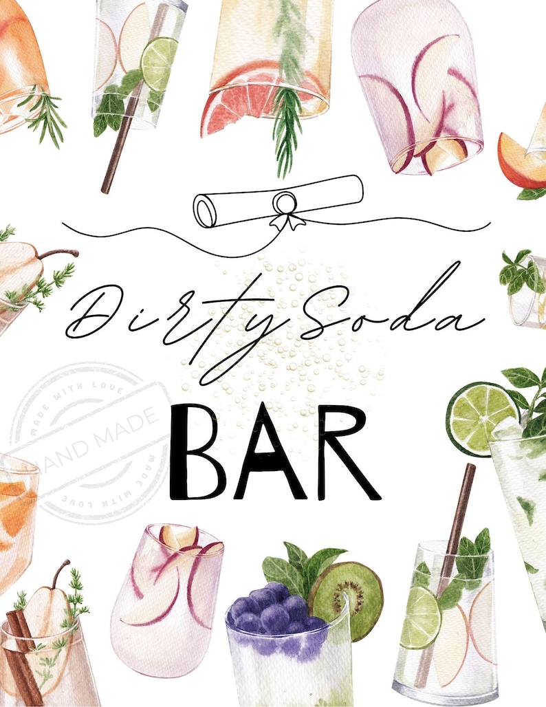 Dirty Soda Bar Sign Graduation Party Decor | Printable Drink Station ...