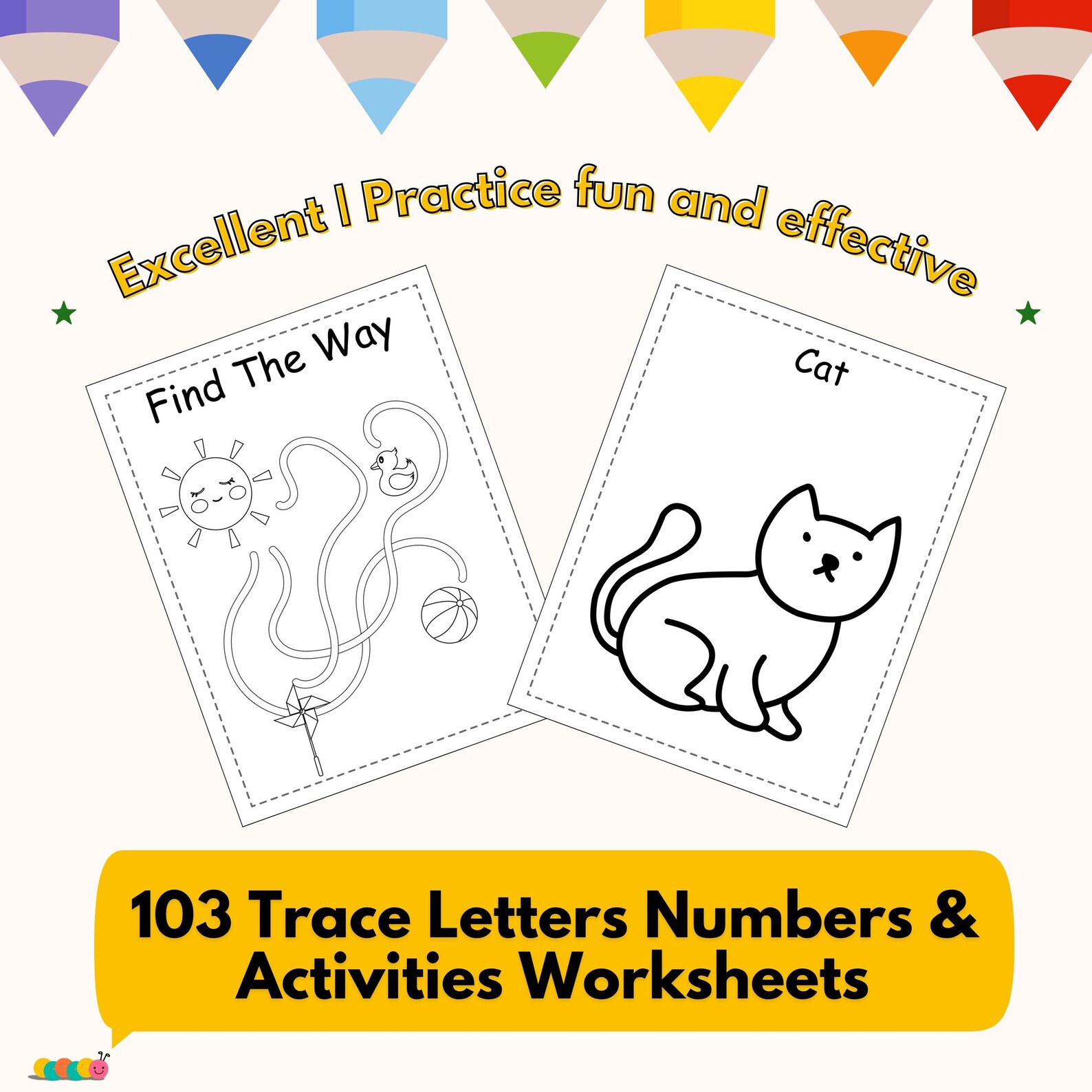 103 Pre-k Tracing Worksheets Toddler Learning Activity Pack, Printable ...