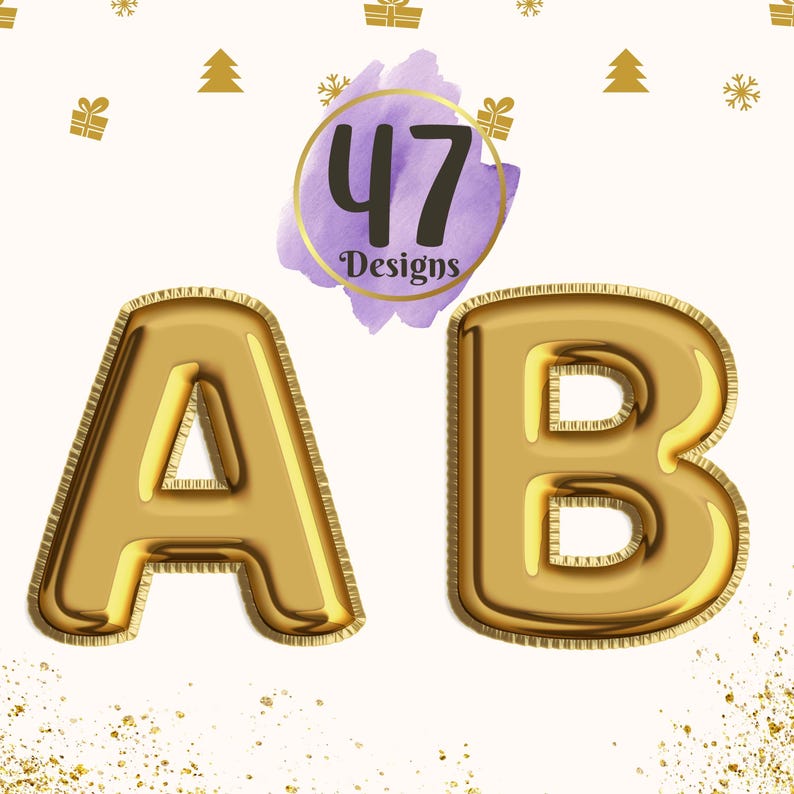 Gold Foil Balloon Alphabet Cliparts, Number, Symbol Clip Art, 47 PNG ...