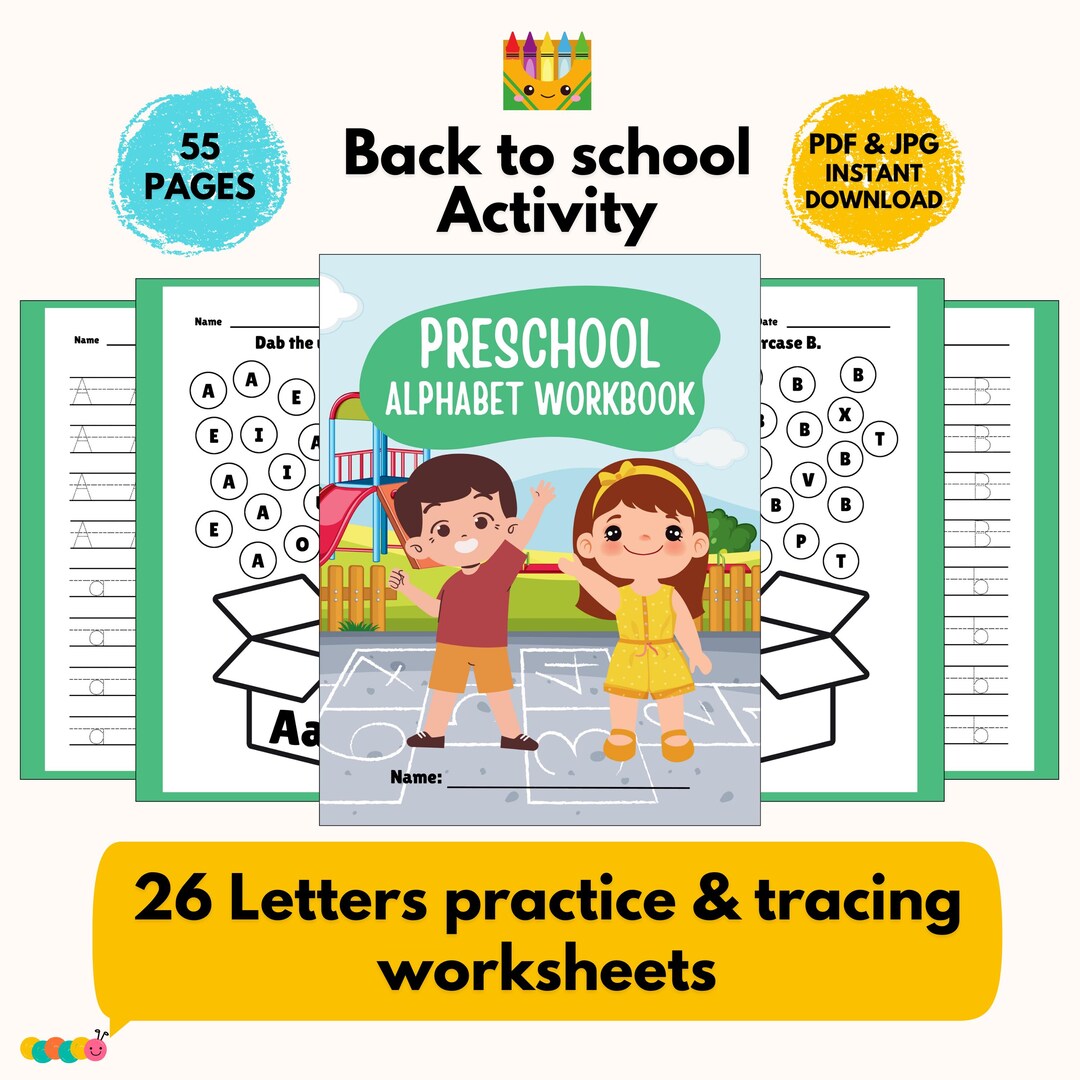 Alphabet Tracing Worksheets A-Z, ABC Tracing Workbook, Handwriting ...