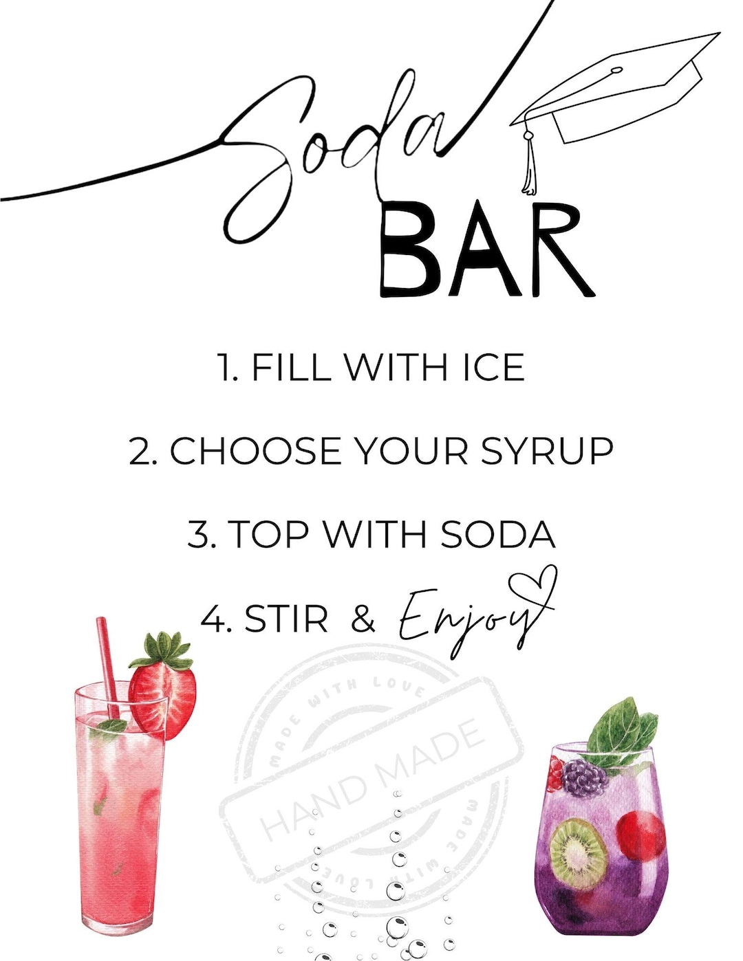 Graduation Soda Bar Sign | Italian Soda Station Decor | Printable Grad ...