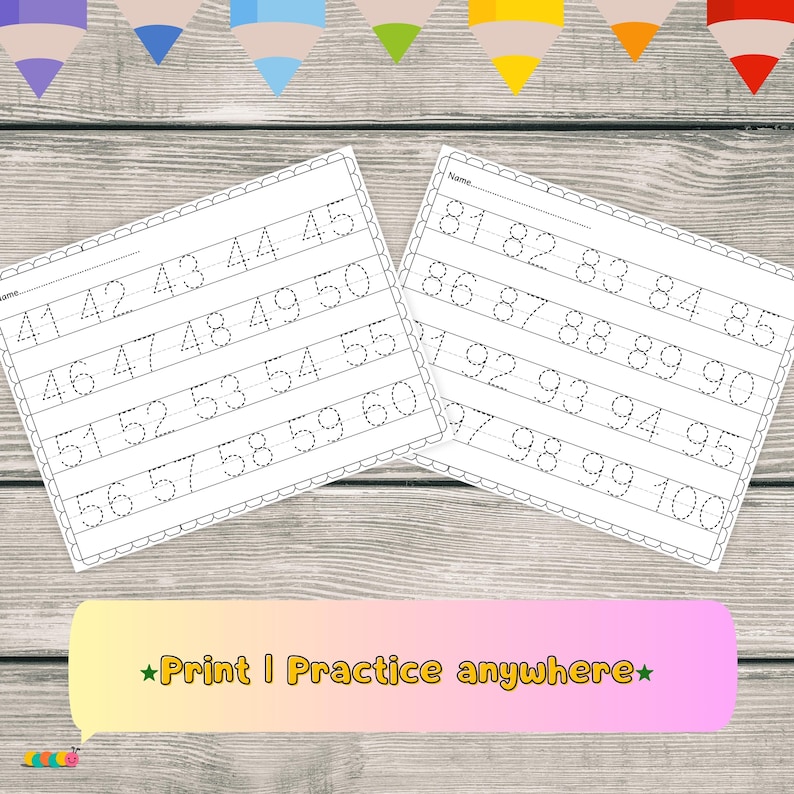 Numbers 1-100 Tracing Worksheet, Preschool & Kindergarten Learning ...
