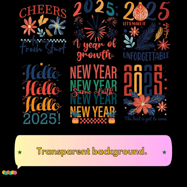 New Year 2025 PNG Bundle, Happy New Year 2025 Png, New Year Clipart for ...