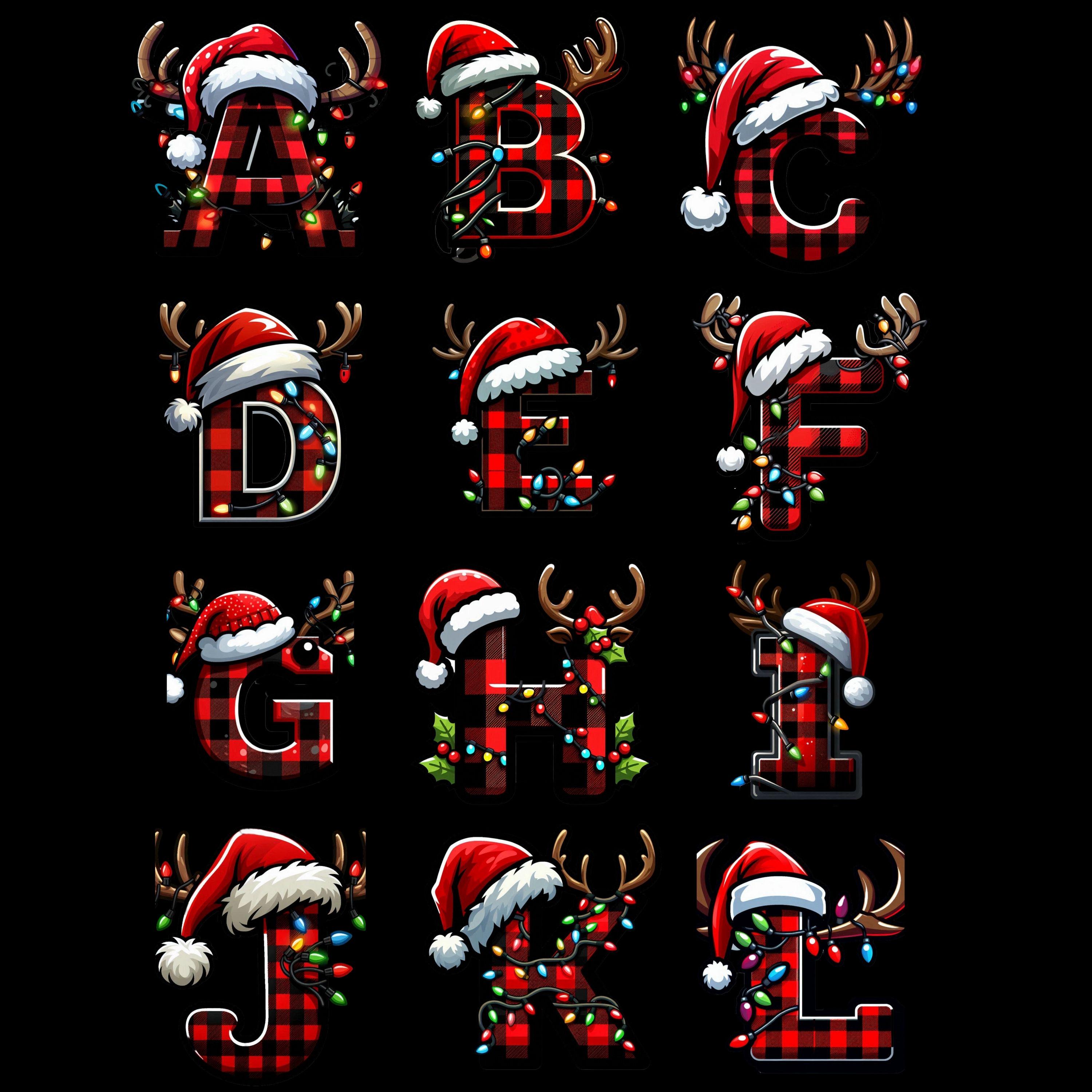 Christmas Alphabet Letter Clipart PNG for Stickers, T-shirts, Cards ...