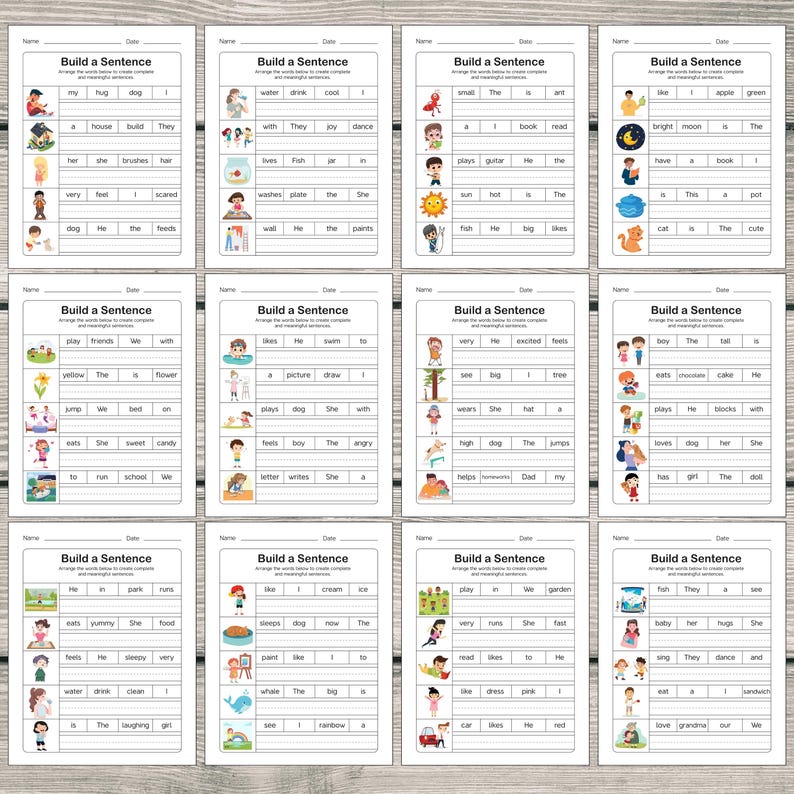 Build a Sentence Worksheet for Kids - Printable Sentence Writing ...