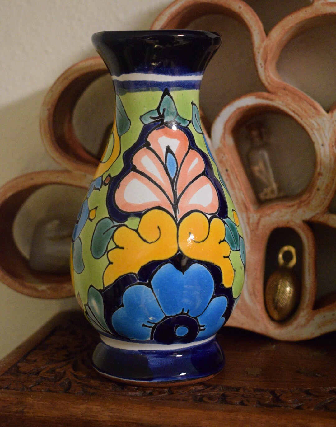 Hand Painted Mexican Talavera Pottery Vase - Etsy