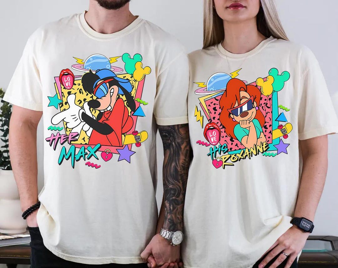 Retro 90s His Roxanne and Her Max Comfort Colors T-shirt, A Goofy Movie ...
