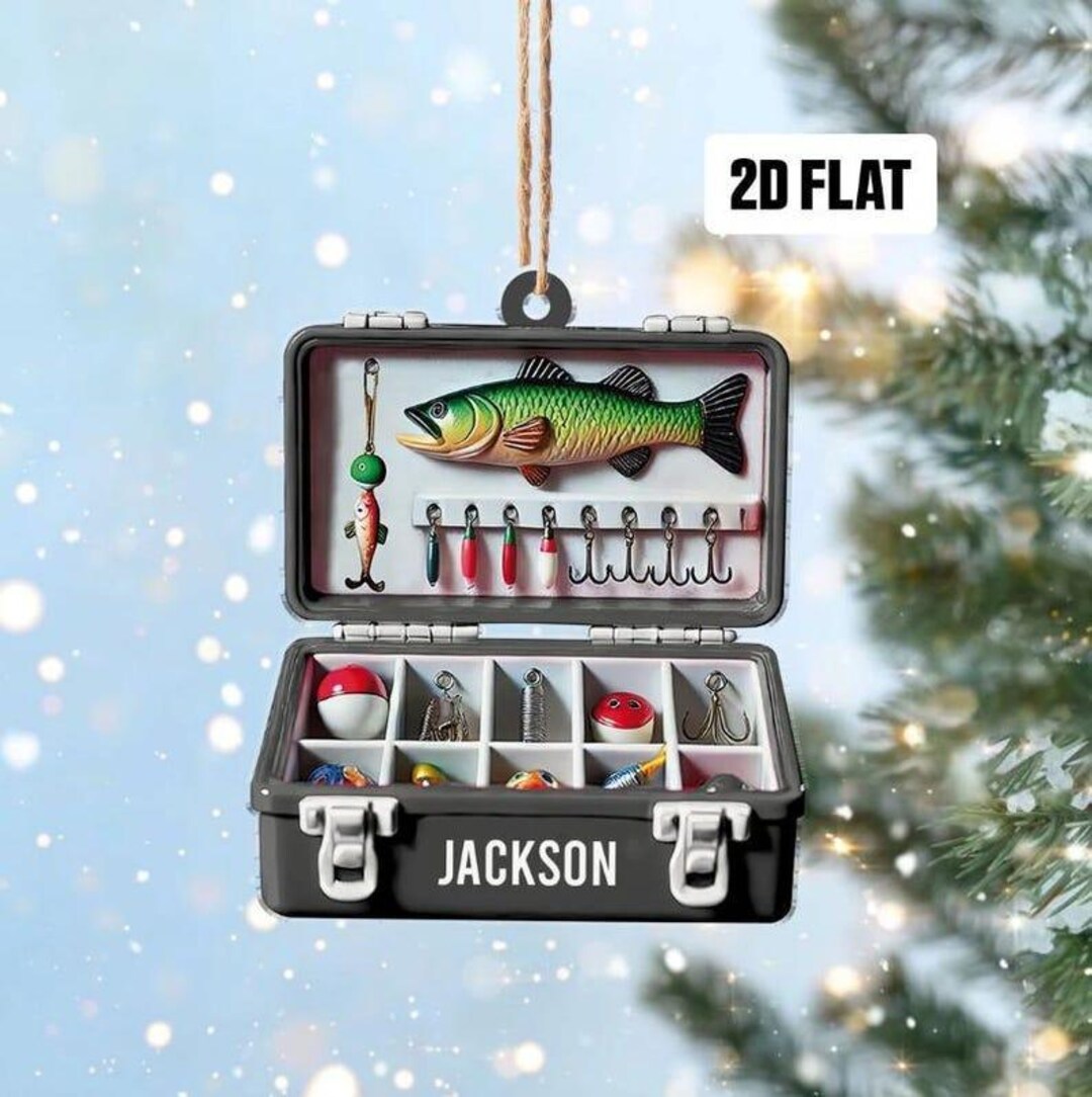 Fishing Tackle Box 2D Flat Acrylic Ornament, Fisherman Ornament ...