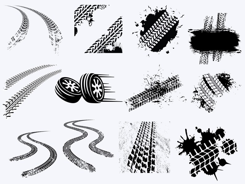 Tire Track Svg Bundle, Tire Track Clipart for Cricut, Dirt Mark ...