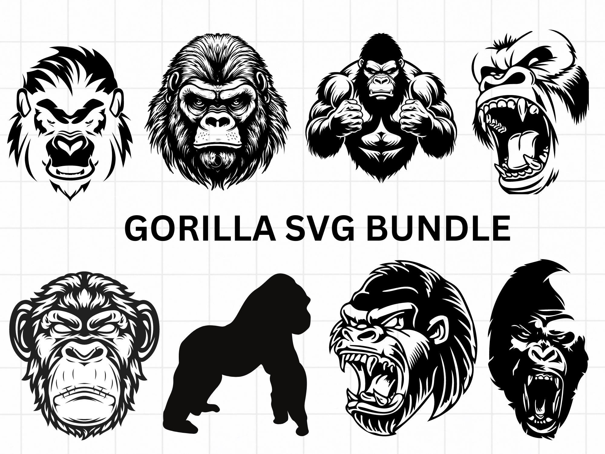 Gorilla SVG Bundle, Gorilla Cricut, Gorilla Face Svg, Gorilla Face ...
