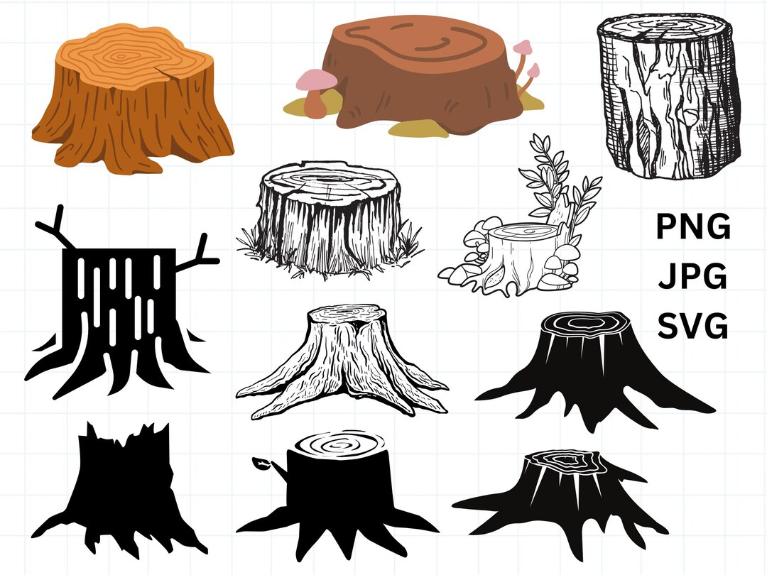 Tree Stump SVG, Tree Stump Silhouette, Tree Stump Bundle SVG, Tree ...