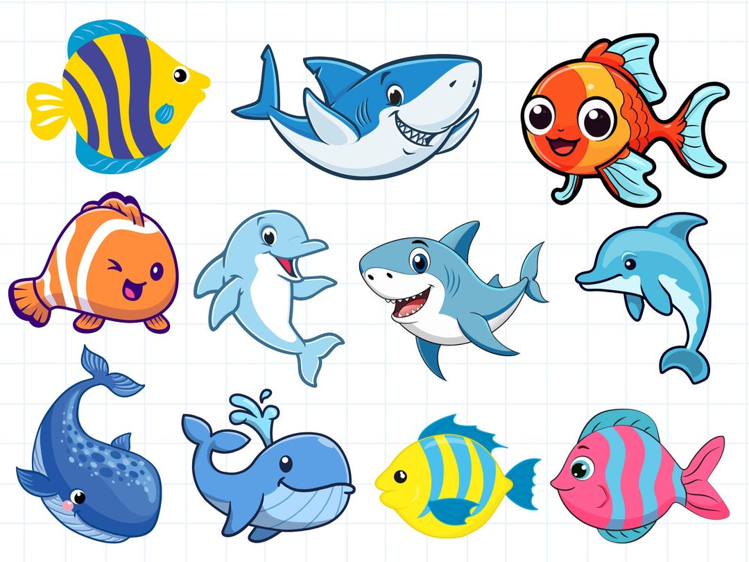 Cartoon Fish Svg Fish Svg Sea Clipart Fishing Clipart Ocean Clipart ...
