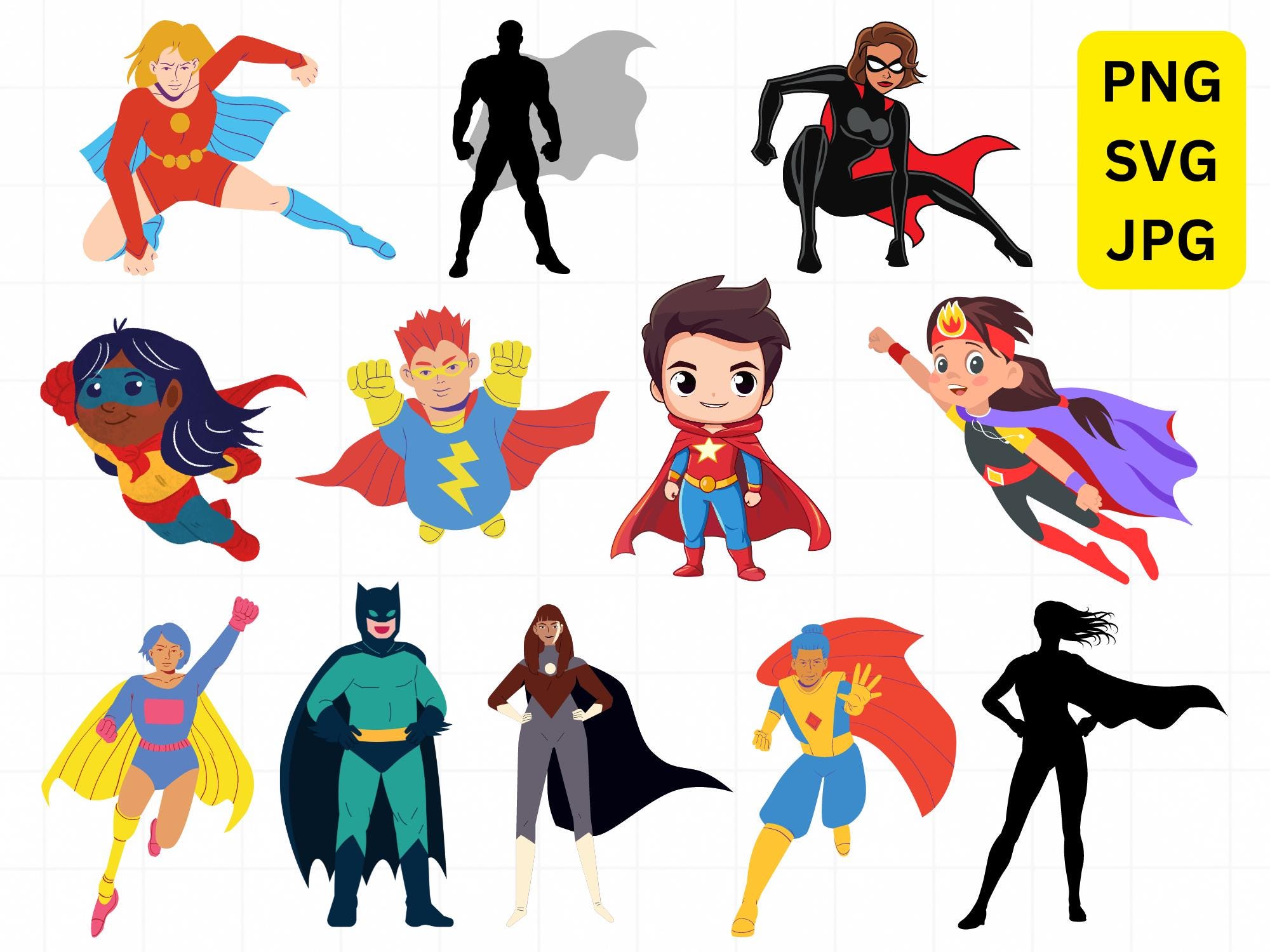 Super Hero SVG Bundle, Superhero Svg, Spiderman Png Bundle, Chibi ...