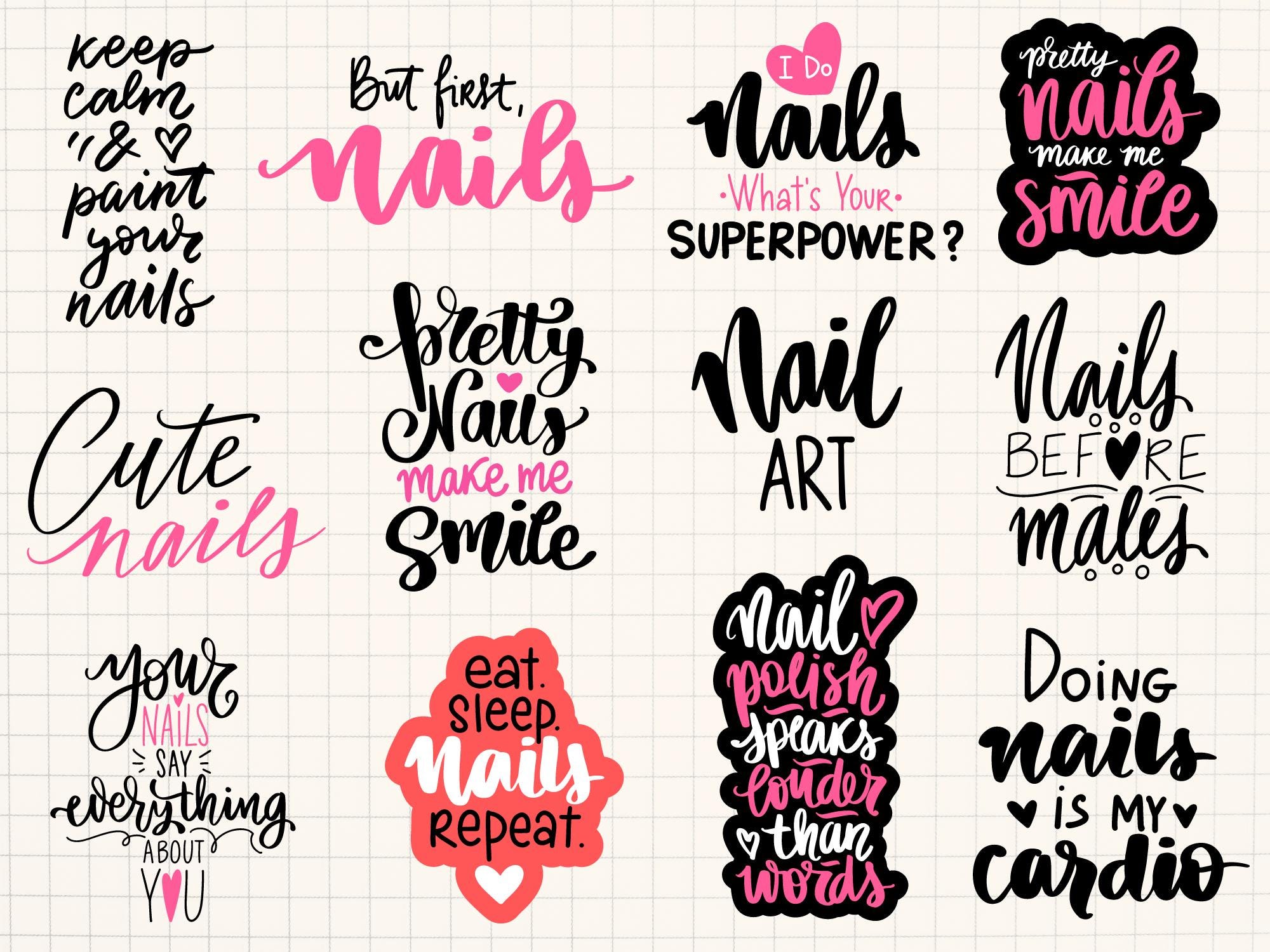 Nail Art Svg Bundle, Nail Tech Svg, Manicure Svg, Salon Life Svg, Nails ...