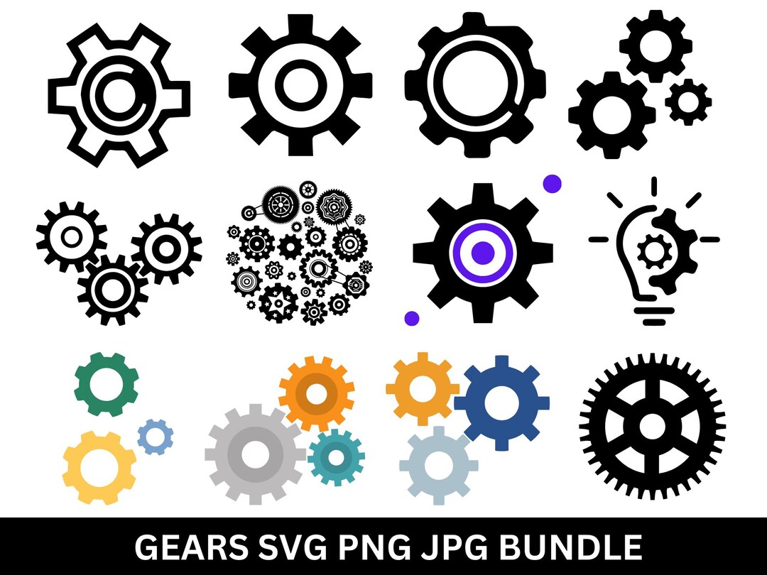 Gears SVG Bundle Cogs and Gears Svg Gears PNG Gears Clipart Metal Gears ...
