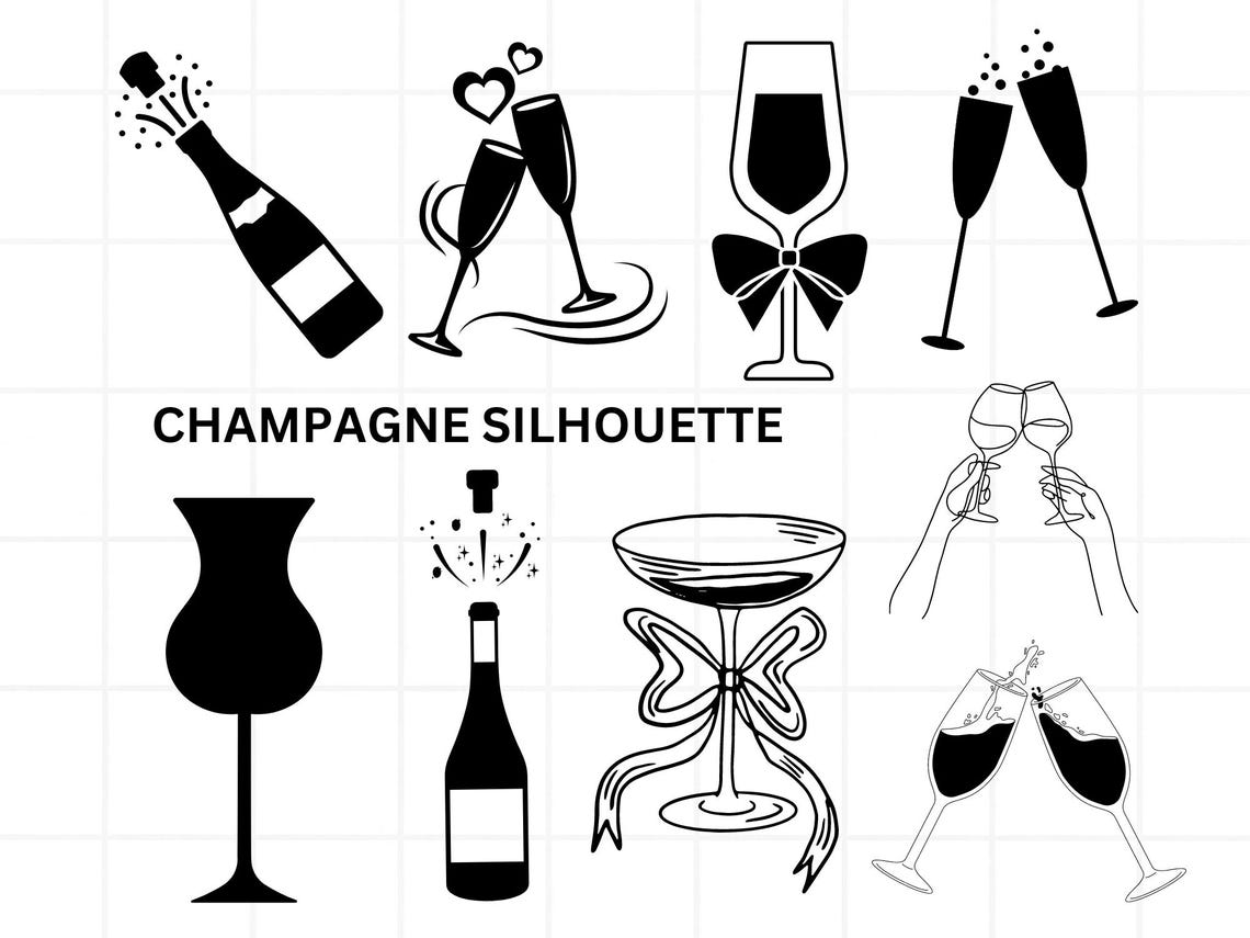 Champagne Svg Bundle, Celebration Svg, Champagne Bottle Svg, Glass Svg ...