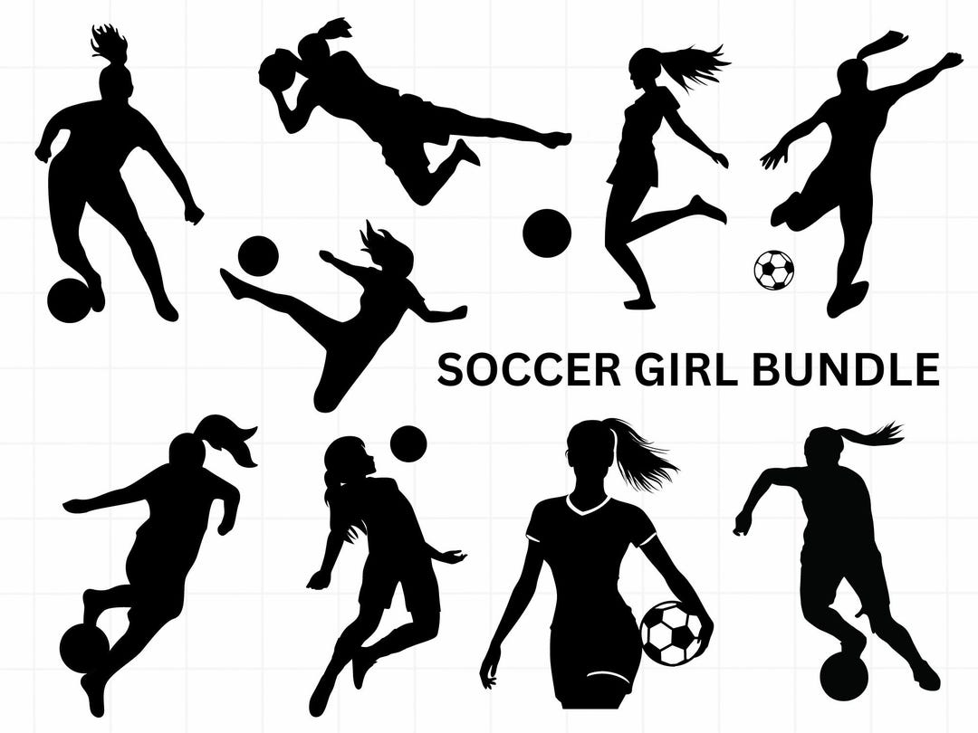 Soccer Svg Png Female Girl Soccer Player Silhouettes Svg Png Files ...