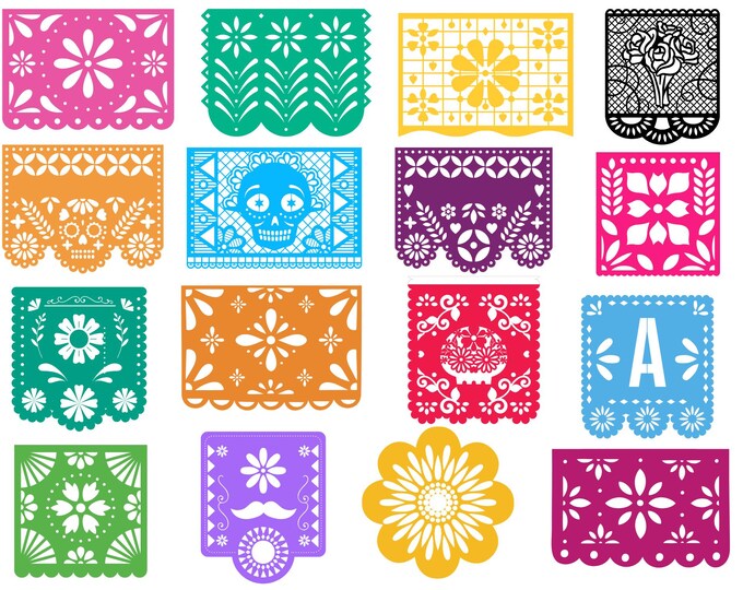 Papel picado svg alfabeto de papel picado, plantilla de papel picado ...