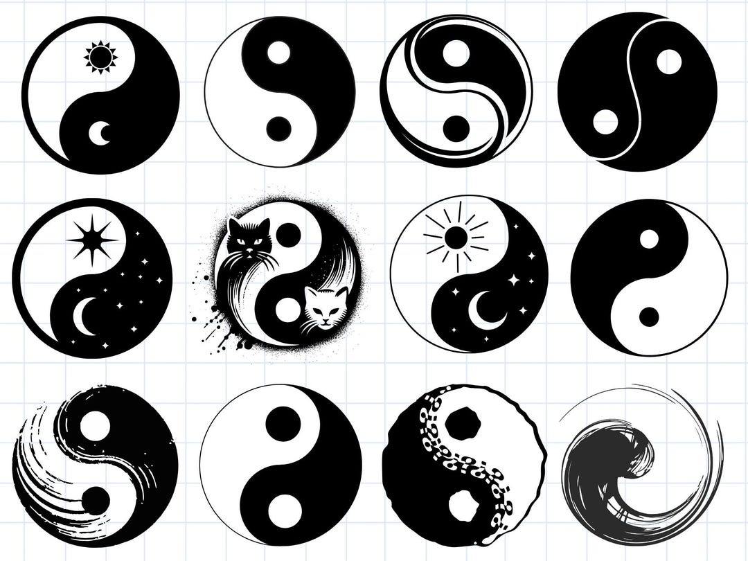 Yin and Yang SVG Files Yin-yang Cut Files Yin and Yang Vector Files Yin ...