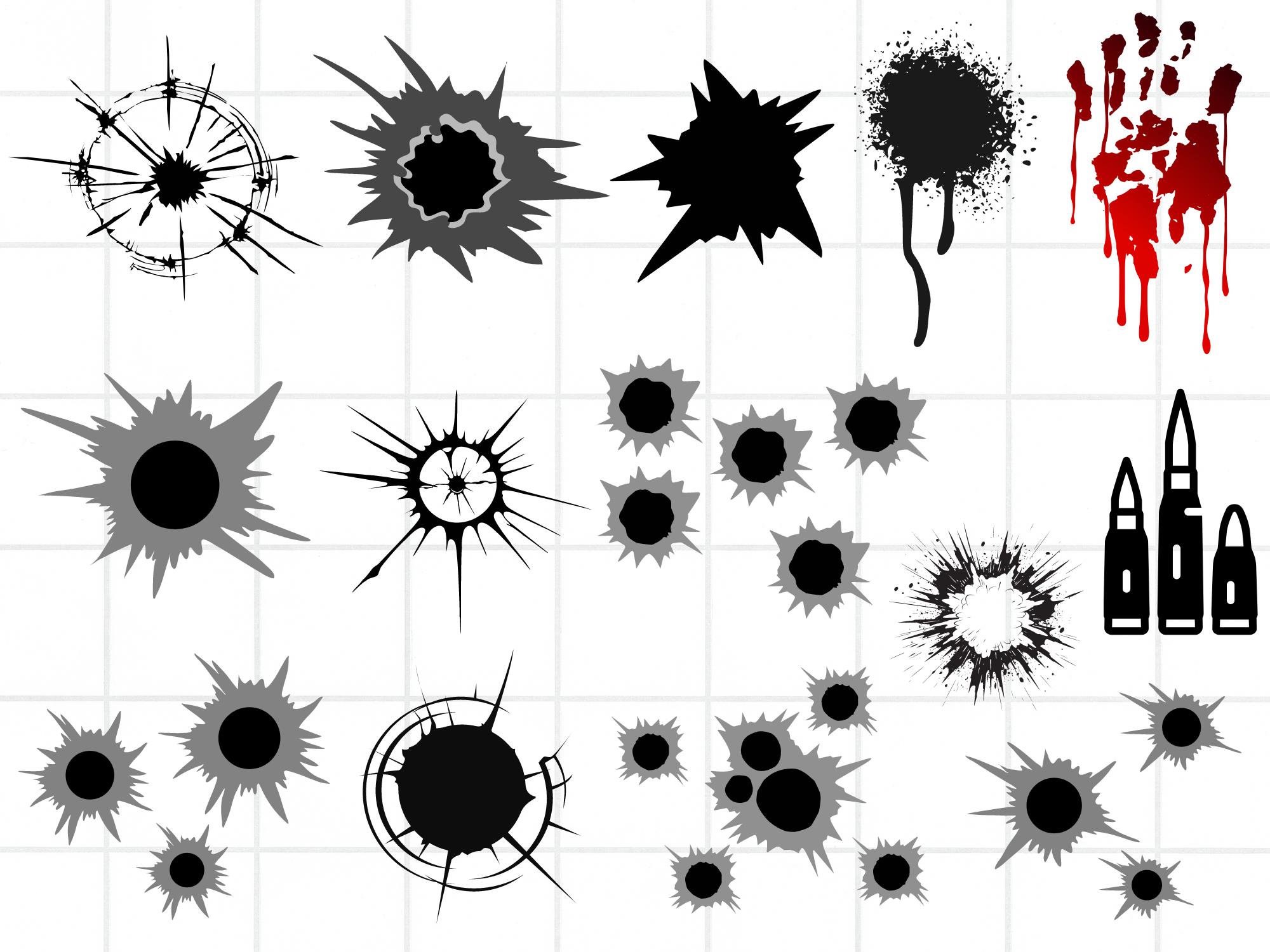 Bullet Hole SVG Bundle, Bullet Hole Vector, Bullet Hole Cut Files ...