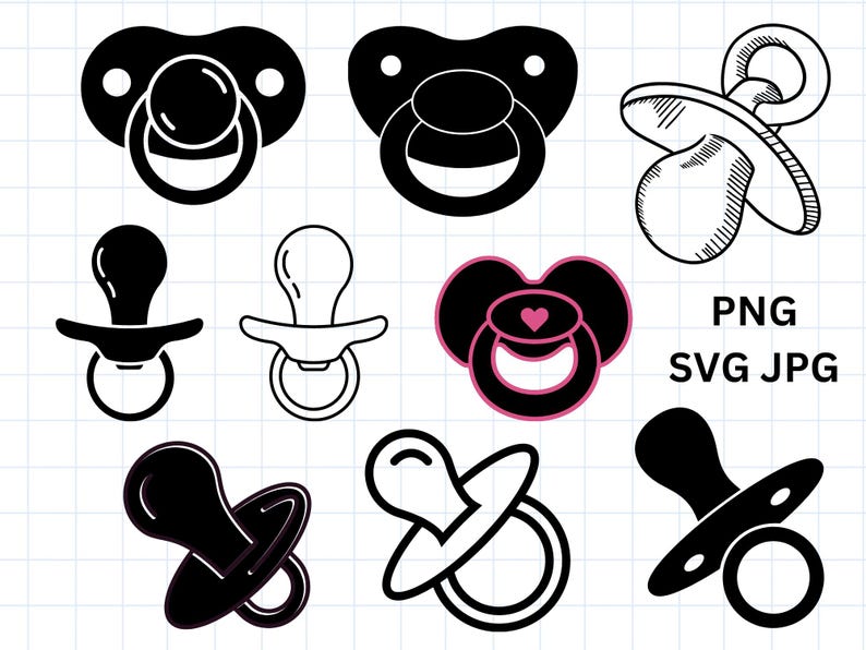 Pacifier Svg Bundle, Kids Clipart, Svg Files for Cricut, Baby Svg, Baby ...