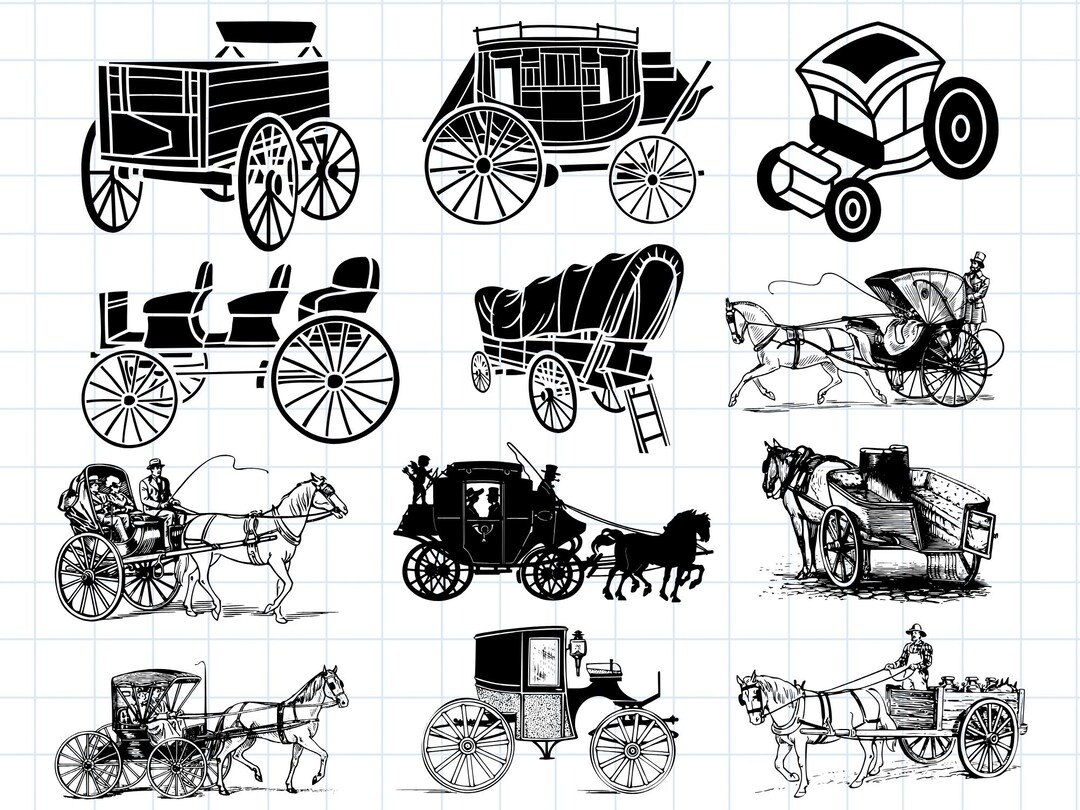 Carriage SVG Bundle, Horse Carriage SVG, Carriage Clipart, Vintage ...