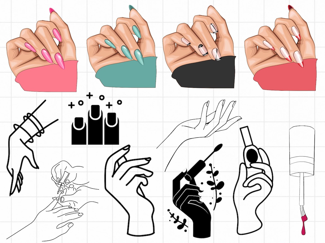 Nail Art SVG Bundle, Girl Hand Svg, Nail Tech Svg, Nail Polish Svg ...