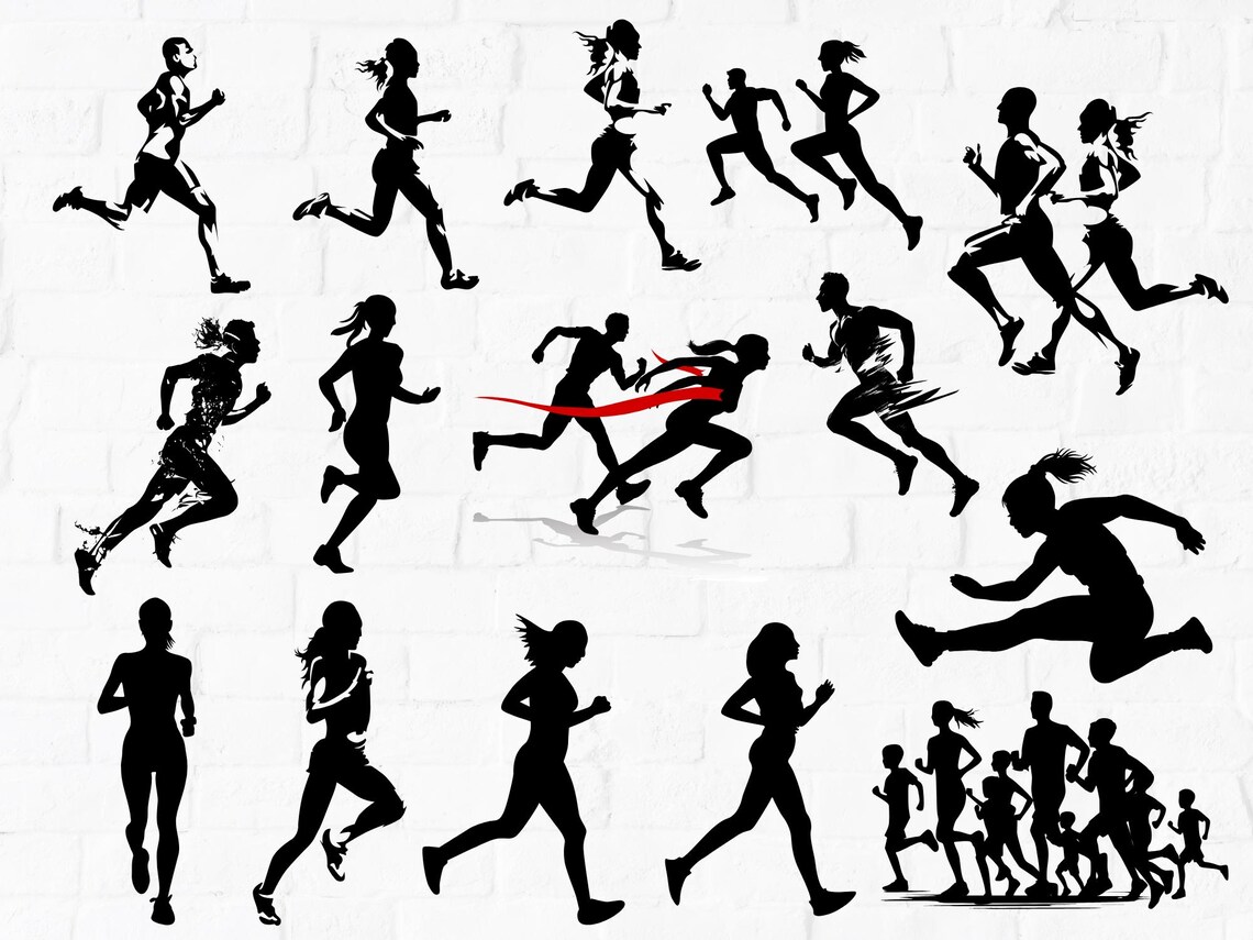Running Svg Bundle, Running People Svg, Athletic Silhouettes, Running ...