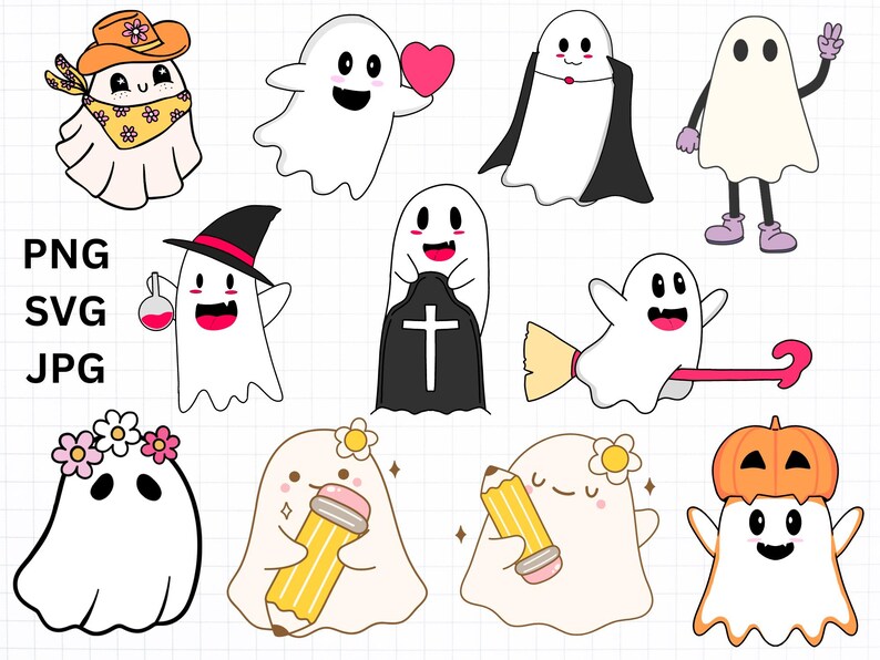GHOST SVG, Halloween Svg, Ghosts Svg, Ghost Svg Bundle, Cute Ghost SVG ...