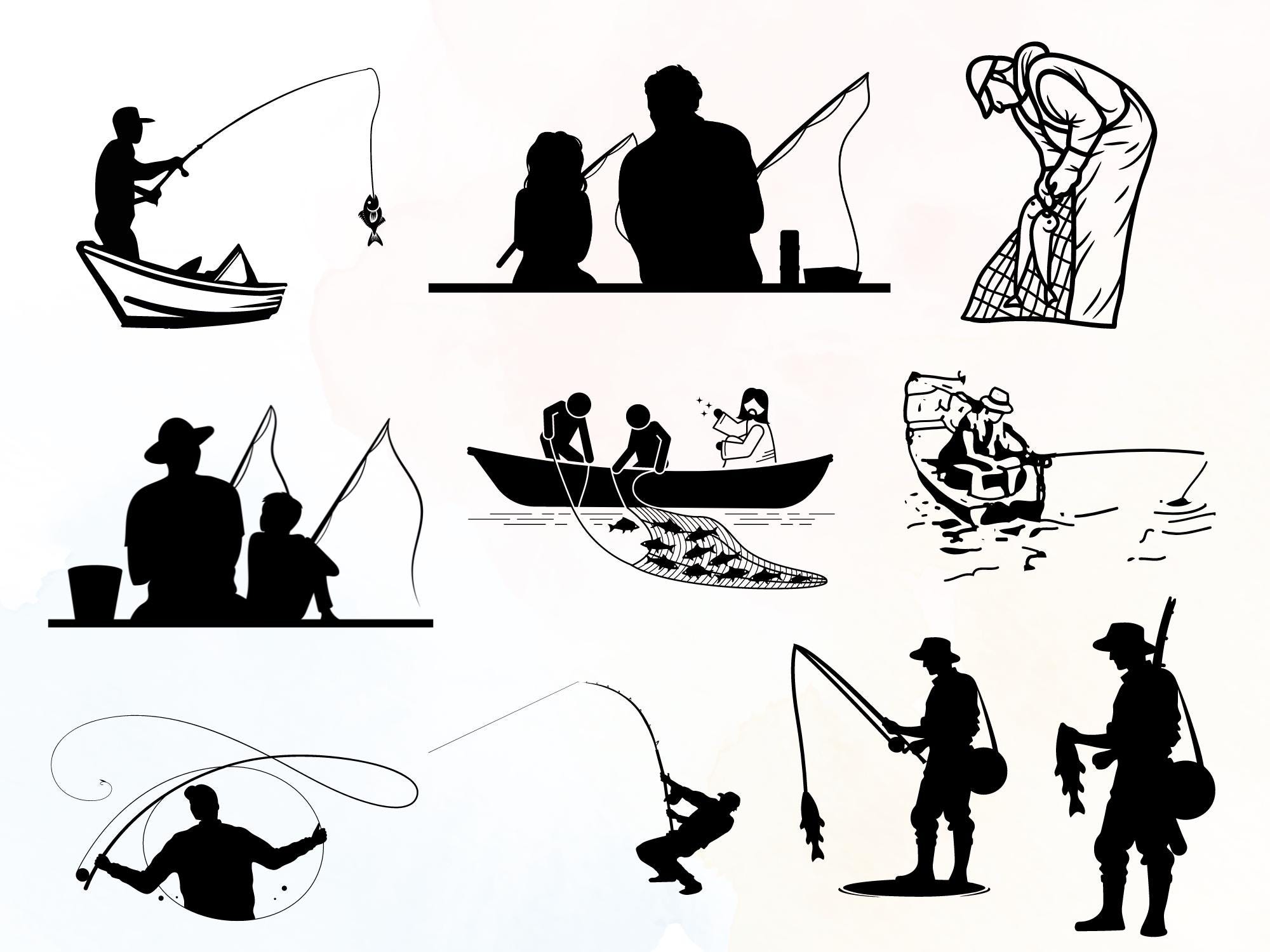 Fisherman Catching Fish SVG, Fishing SVG Bundle, Fishing Cut File ...