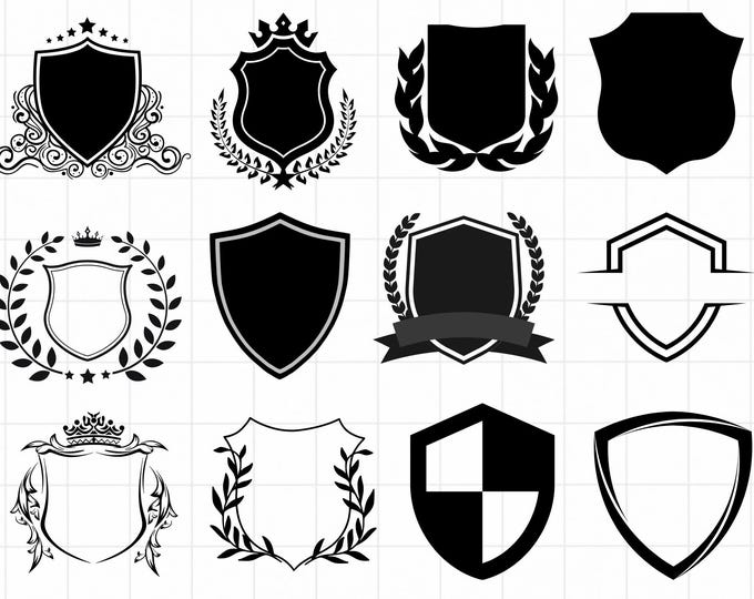 Shield Svg BUNDLE, Flowery Shield SVG, Shield PNG, Shield Clipart ...