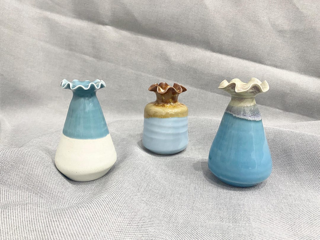 Mini Ceramic Bud Vases, Mini Glazed Ceramic Vases, Small Speckled ...