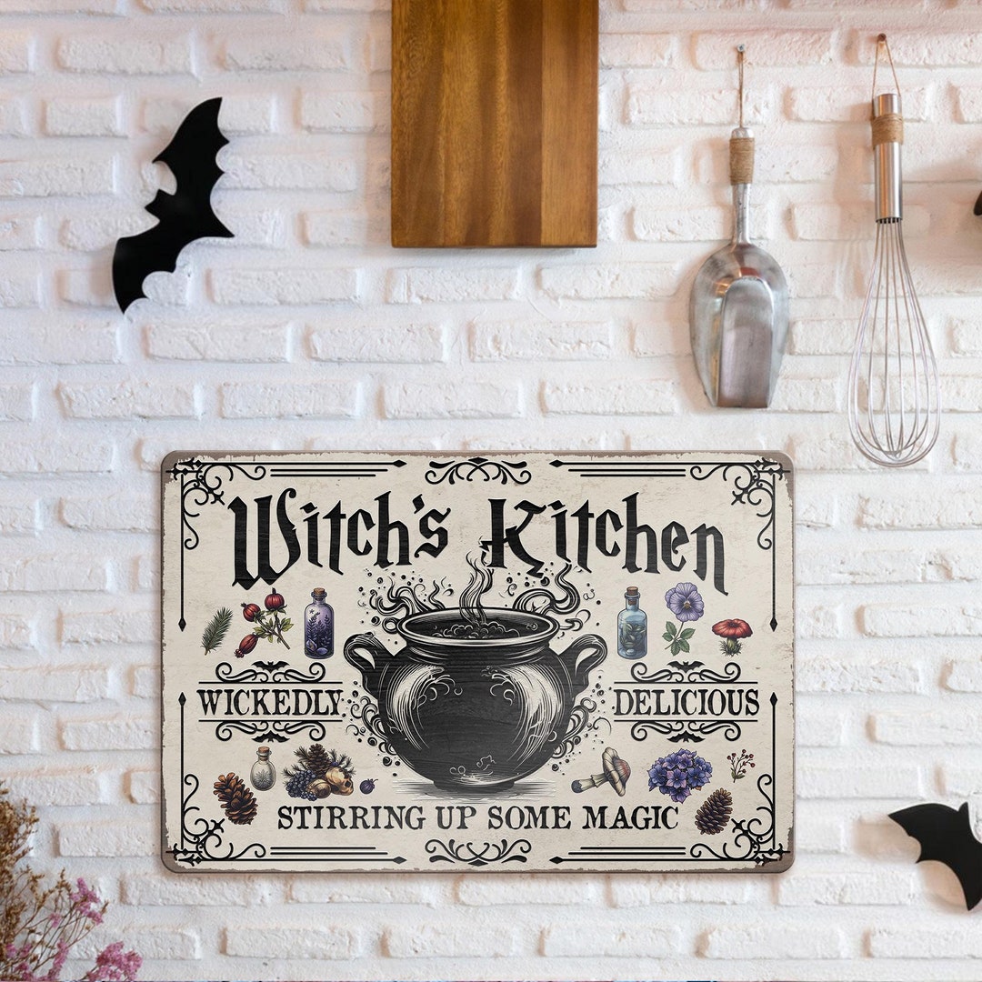 Witch's Kitchen Sign Halloween Sign Stirring up Some Magic 12x18 Inches ...