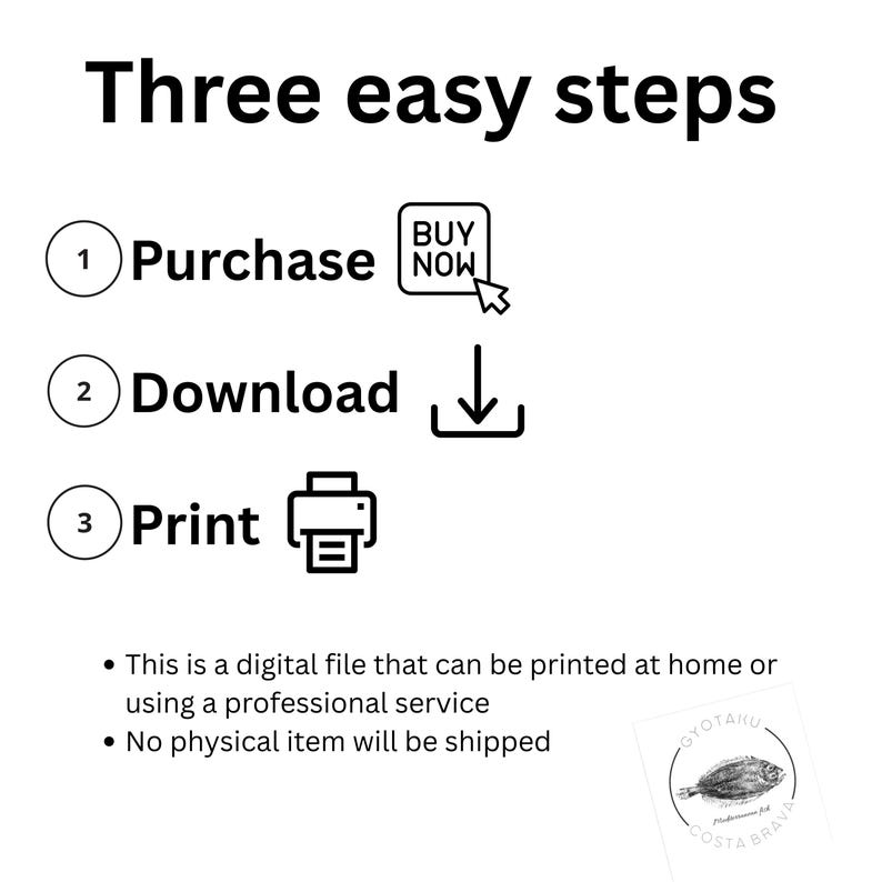 Gyotaku Anchovies Fish Print Instant Download, Japanese Style Printable ...