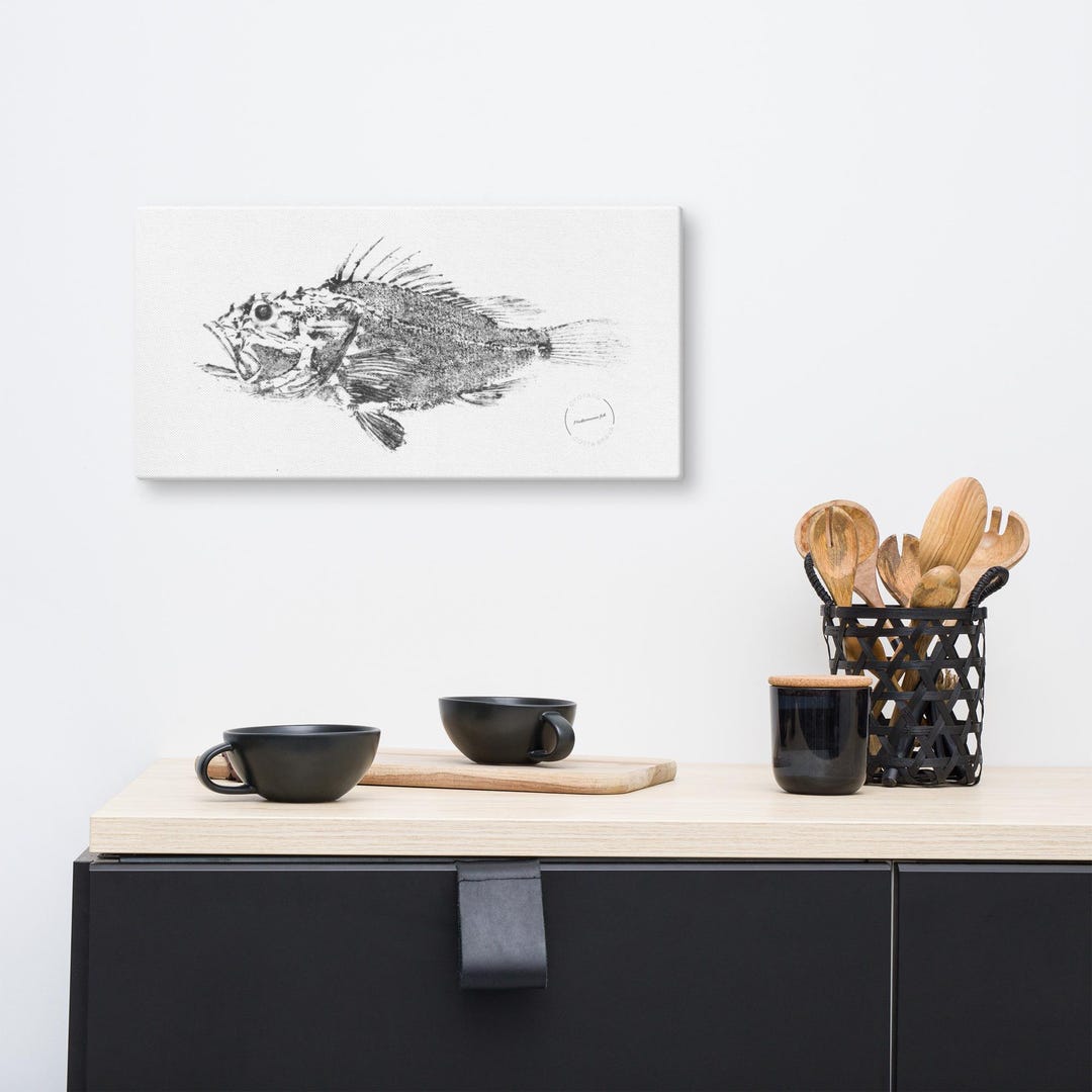 Gyotaku Red Rockfish Canvas | Japanese Fish Print Wall Art | Handmade ...