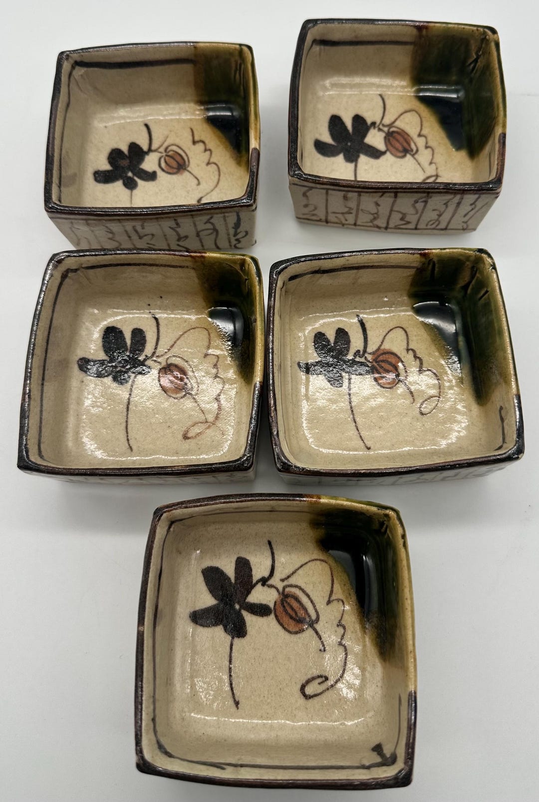 Japanese Oribe Ware Dish Set of Five - Etsy