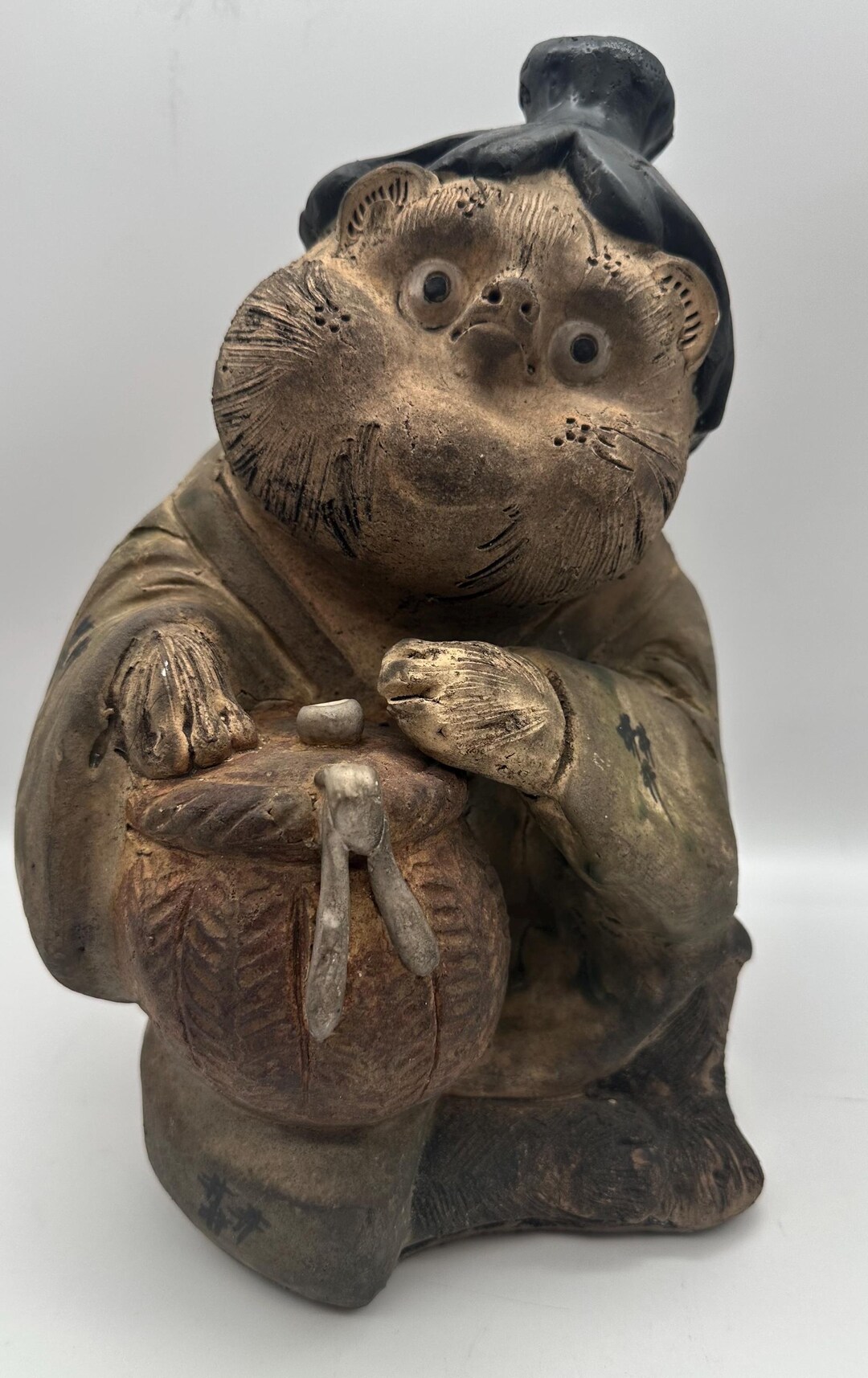 Japanese Hand Crafted Shigaraki Clay Tanuki Statue Rare One of A Kind - Etsy