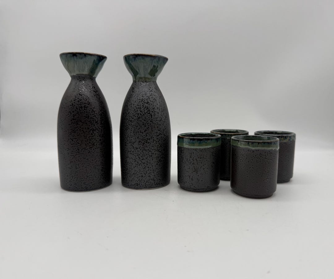 Japanese Stone Ware Sake Set - Etsy