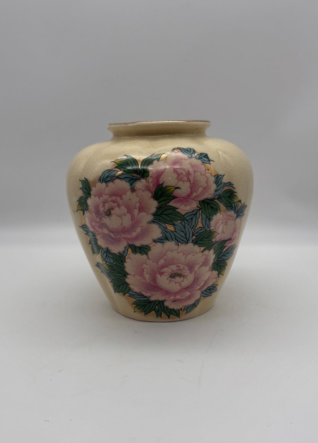 6” Vintage Kutani Ware Peonies Vase - Etsy
