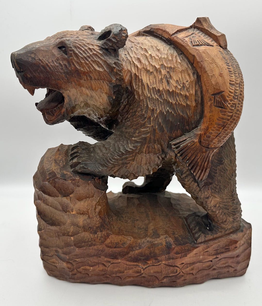 Vintage Japanese Ainu Hand Carved Bear With Salmon - Etsy