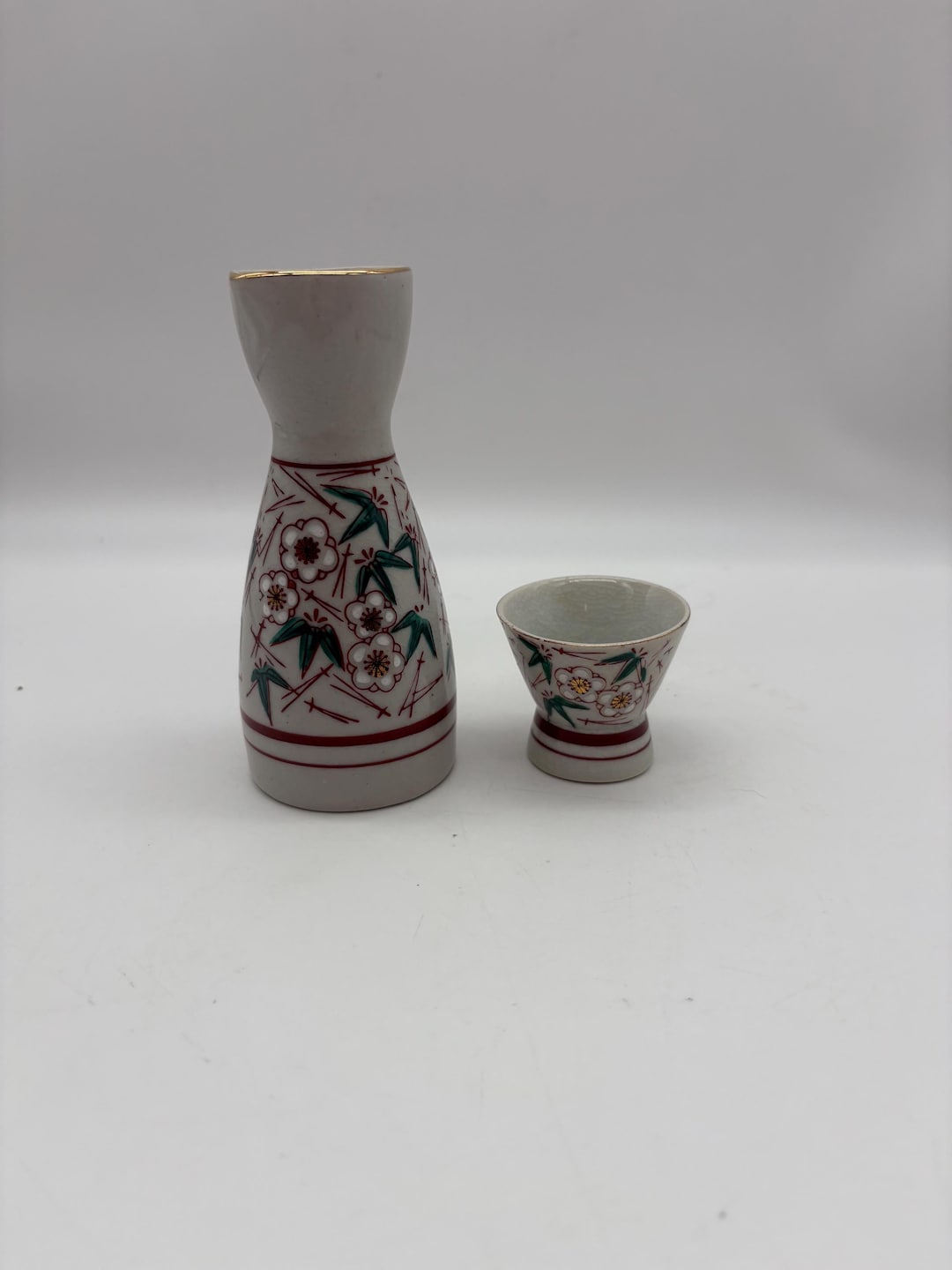 Japanese Vintage Sake Set With Flowers - Etsy