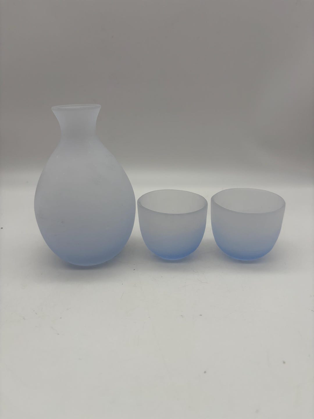 Japanese Blue and White Frosted Glass Sake Set - Etsy