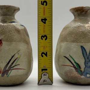 Japanese Utsuwa Pottery Sake Set, Hand Painted With Two Decanters and ...