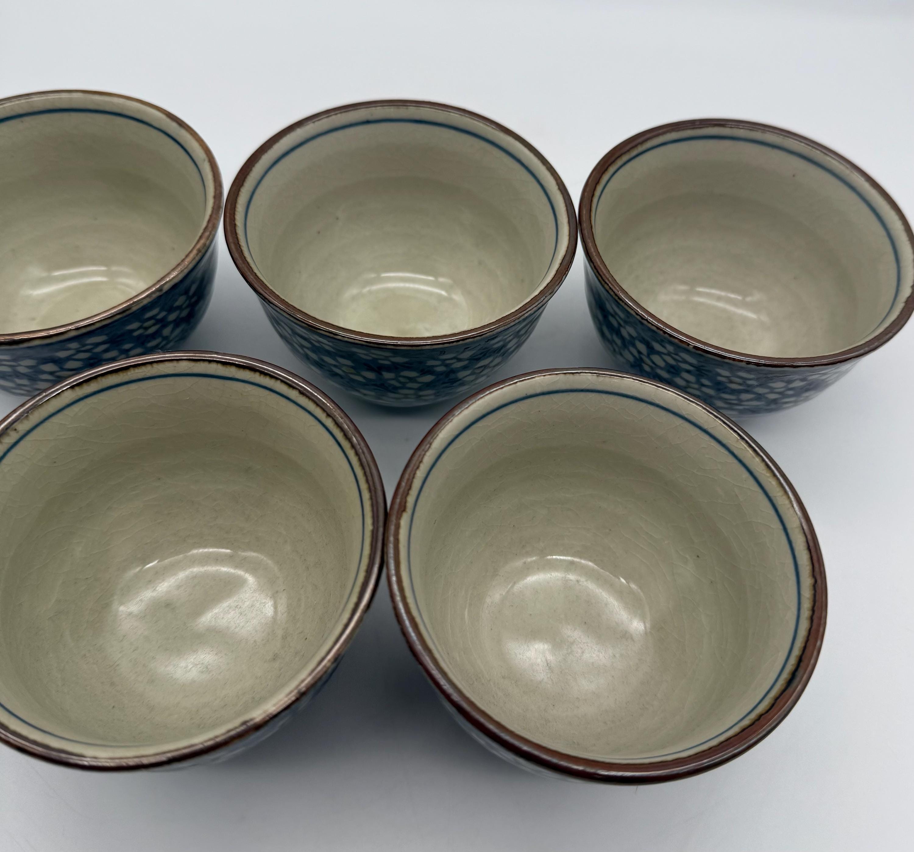 Japanese Mino Ware Blue Floral Design Tea Cups - Etsy