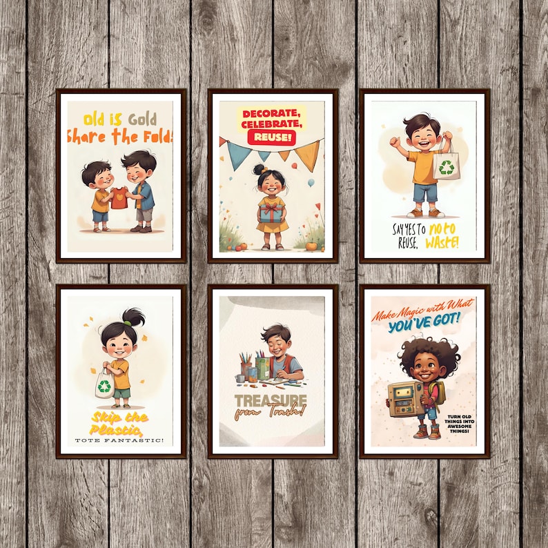 Digital Download Reuse Poster for Kids, Eco-friendly Wall Art, Reduce ...
