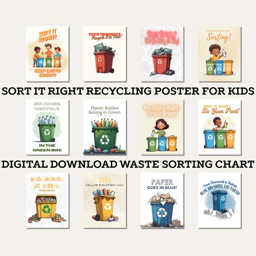 Sort It Right Recycling Poster for Kids – Digital Download Waste ...